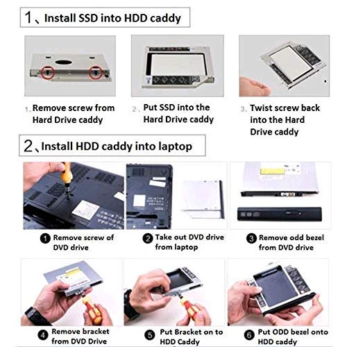HOPEMOB Caddy Adapter for Second SSD 3/8" 9.5 mm Hard Drive HP DELL Sony Samsung Acer ASUS (9.5 mm MacBook)