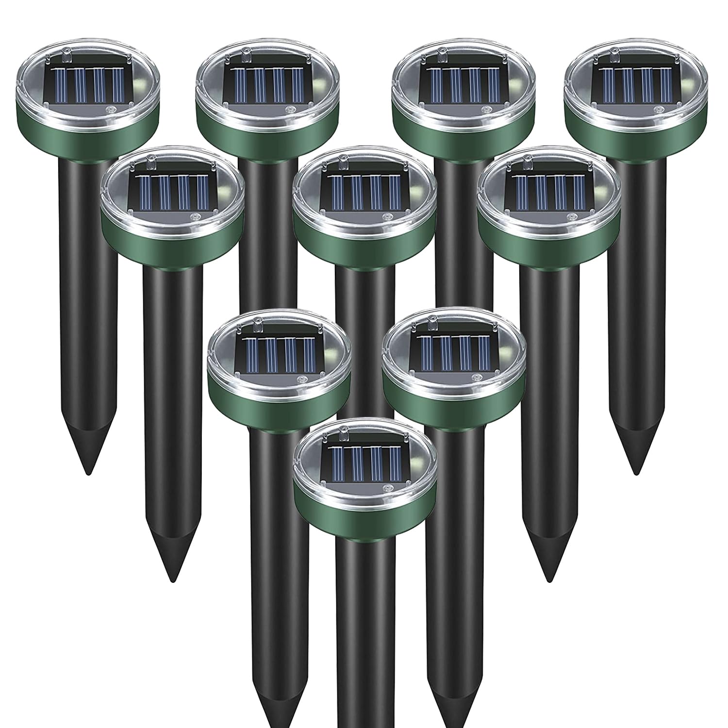 Mole Repellent 10 Pack Snake Repellent Rodent Repellent,Groundhog Stakes Solar Powered Animal Control, Ultrasonic Repellersand Deterrent for Mole, Vole, Gopher for Lawn Garden & Yard