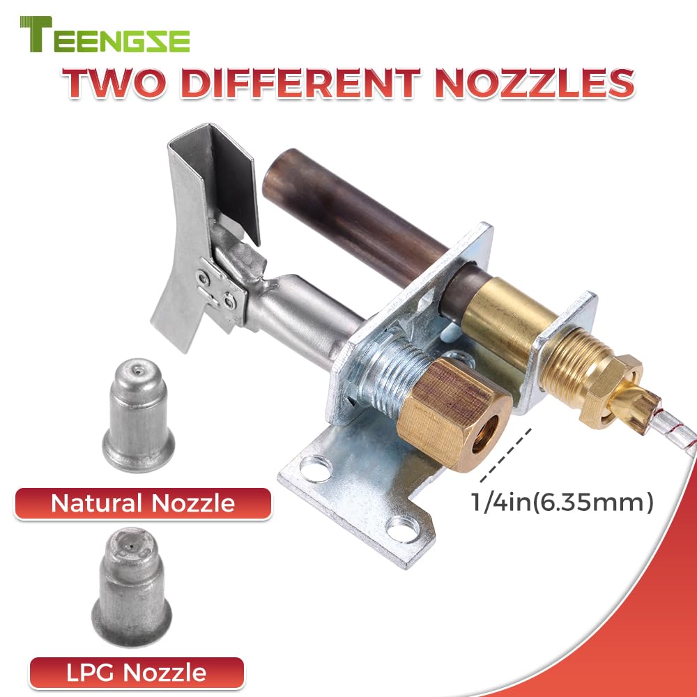 TEENGSE Pilot Burner 750 Millivolt Thermopile Assembly, Natural Gas & Propane Gas Pilot Orifice, Compatible with Cecilware Fryer Imperial Fryer Series