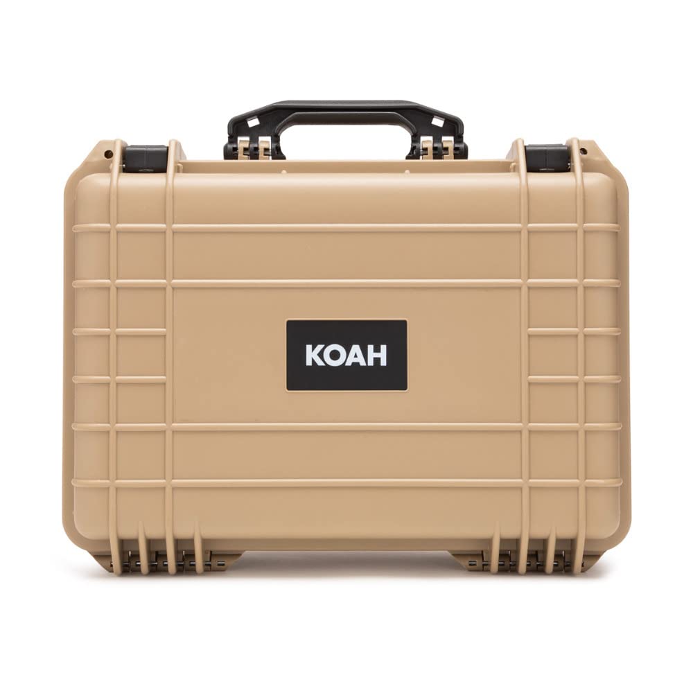 Koah Weatherproof Hard Case with Customizable Foam (18 x 14 x 7 Inch) - Tan