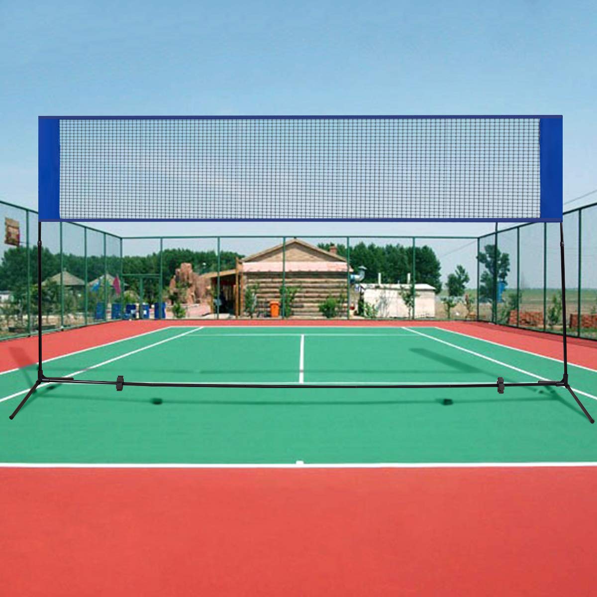 Gymax Badminton Net, 10β x 5β Portable Badminton Net Adjustable Height Beach Tennis Volleyball Net with Carring Bag, for Competition Training (10β x 5β)