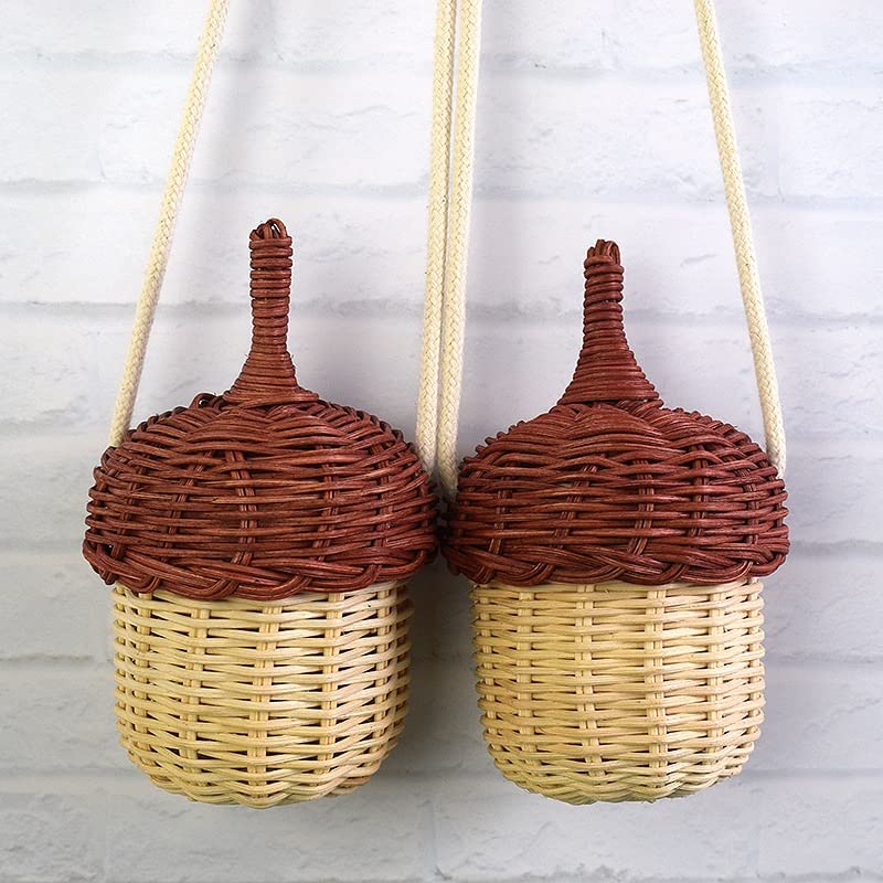 LIUZH Crossbody Woven Messenger Bag Crossbody Rattan Basket Handbag Basket Storage Baskets Handmade Children's
