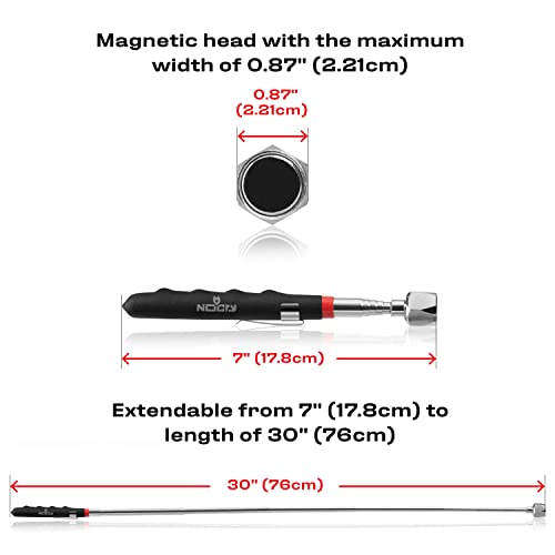 NoCry Telescoping Magnetic Pickup Tool with 25lb Pull Force β Magnet Stick Extendable up to 30in; Non-Slip Extendable Magnet Pickup Tool, Telescopic Magnetic Pick-Up Tool with Extra Strong Magnet