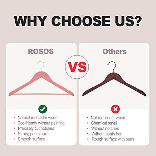 ROSOS Cedar Hangers for Closet 20 Pack, Wooden Hangers with Smooth Notches, Sturdy Cedar Wood Coat Hangers with 360 Rotating Hook Great for Refresh Closet