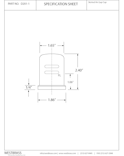 Westbrass R201-1-07 Skirted Air Gap Cap Only, Satin Nickel
