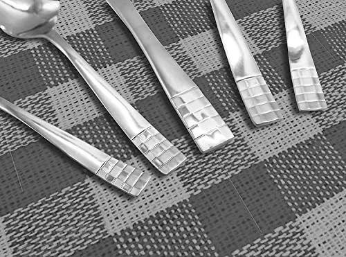 KOOMADE CHECKERS Silverware Set for 8, 40-Piece Stainless Steel Silverware with Forks/Knives/Spoons/Teaspoons, Dishwasher Safe Flatware for Home Use