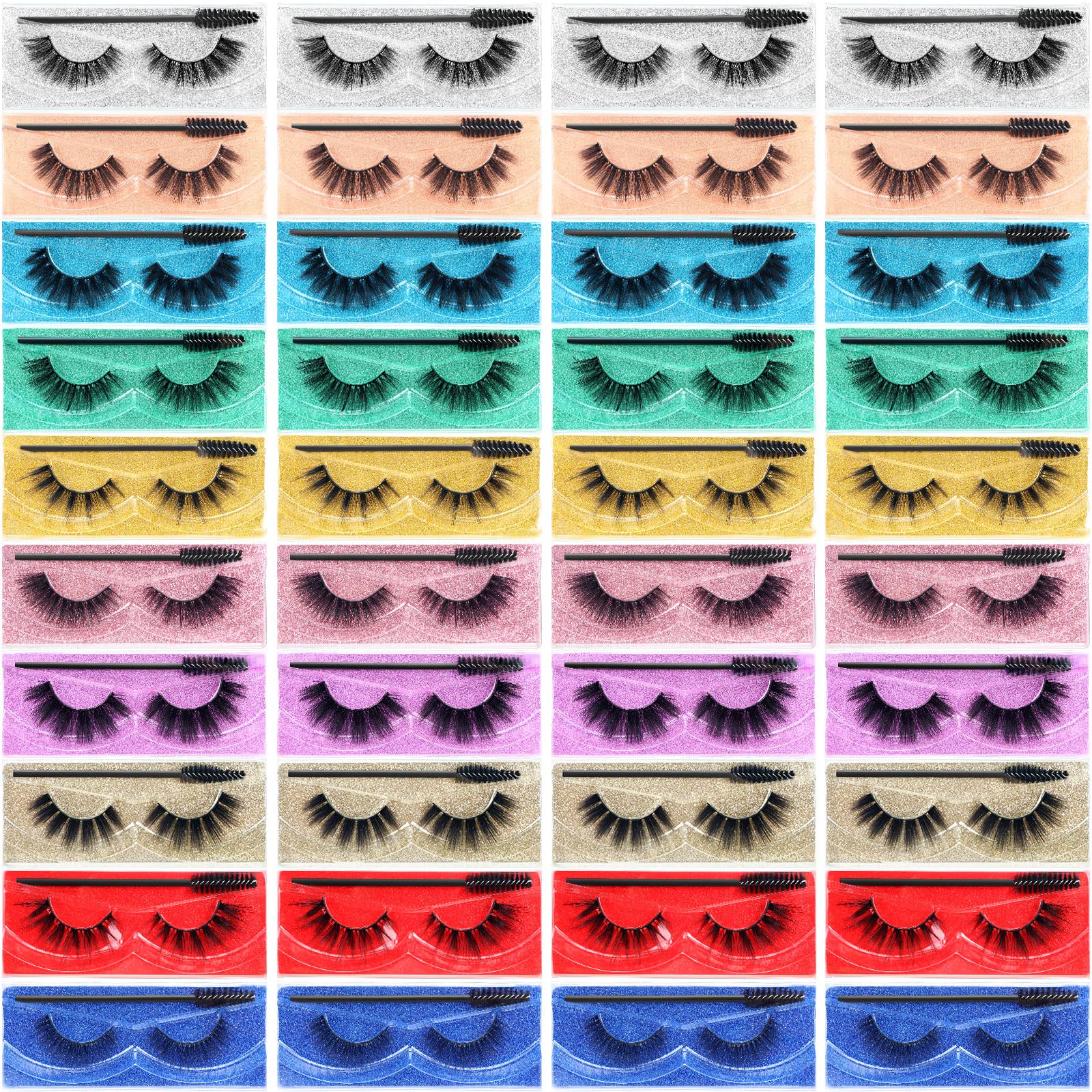 Leelosp 80 Boxes Bulk Mink Lashes 10 Styles Wholesale False Fluffy Eyelashes Volume Lashes 12-20 mm Fake Lashes with 80 Lash Brush Mixed Natural Look 3D Lash