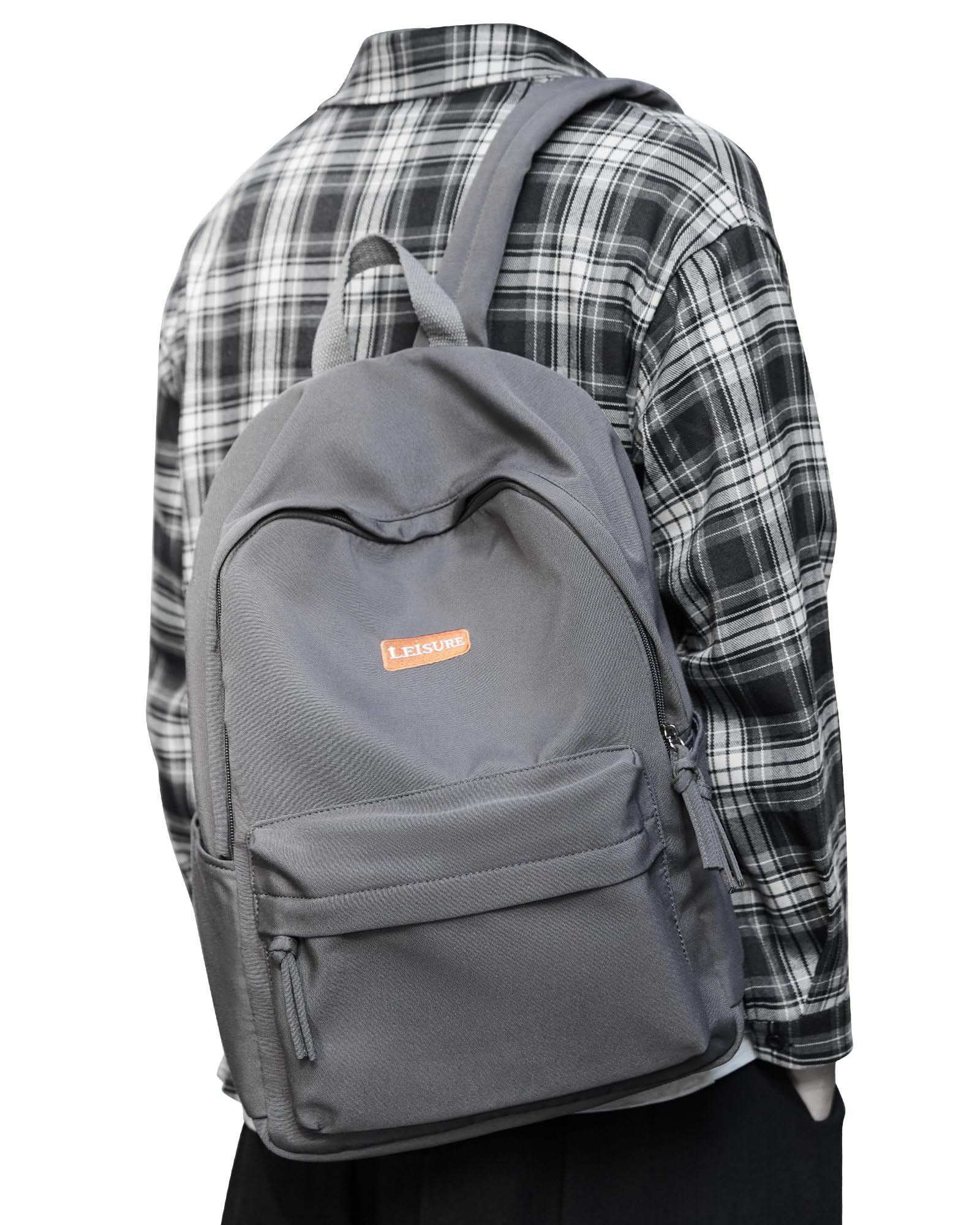 kibachev Grey Backpack for College Backpack for Women Laptop Backpack for Men Aesthetic Backpack Leisure Backpack