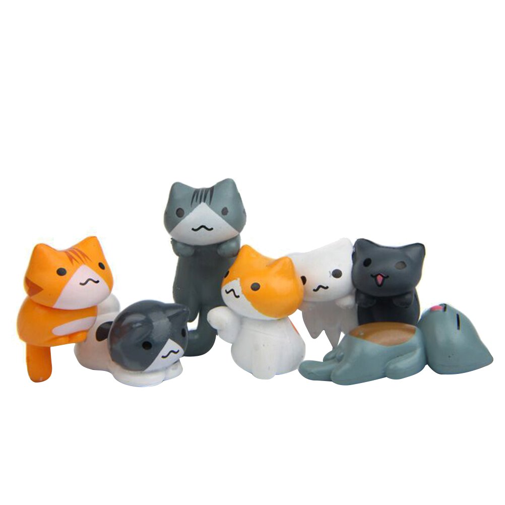Mini Cute Cats Miniature Garden Micro Kitty Landscape Ornament Decorations Home Succulent Bonsai Plant Pots Craft Decor (Random Style)