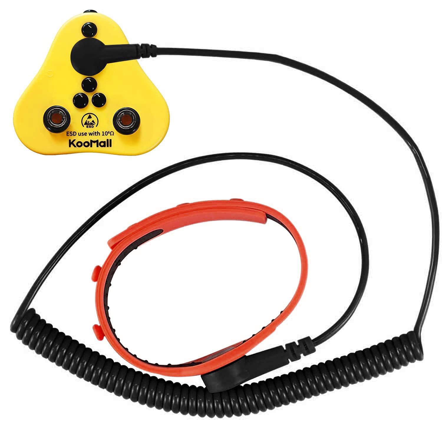 Pack 2, KooMall Anti-Allergic Silicone ESD Wrist Strap, Anti Static Bracelets, Antistatic Wristband for Static Control, 10ft Cord with Banana Jack & Alligator Clip, Lint Free for Cleanroom & EPA