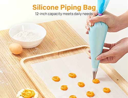 Kootek 42pcs Piping Bags and Tips Set, Cake Decorating Supplies Kits for Baking with 30 Numbered Frosting Icing Tips, 2 Reusable Pastry Bags, Easy Carry Storage Box and Other Baking Tools