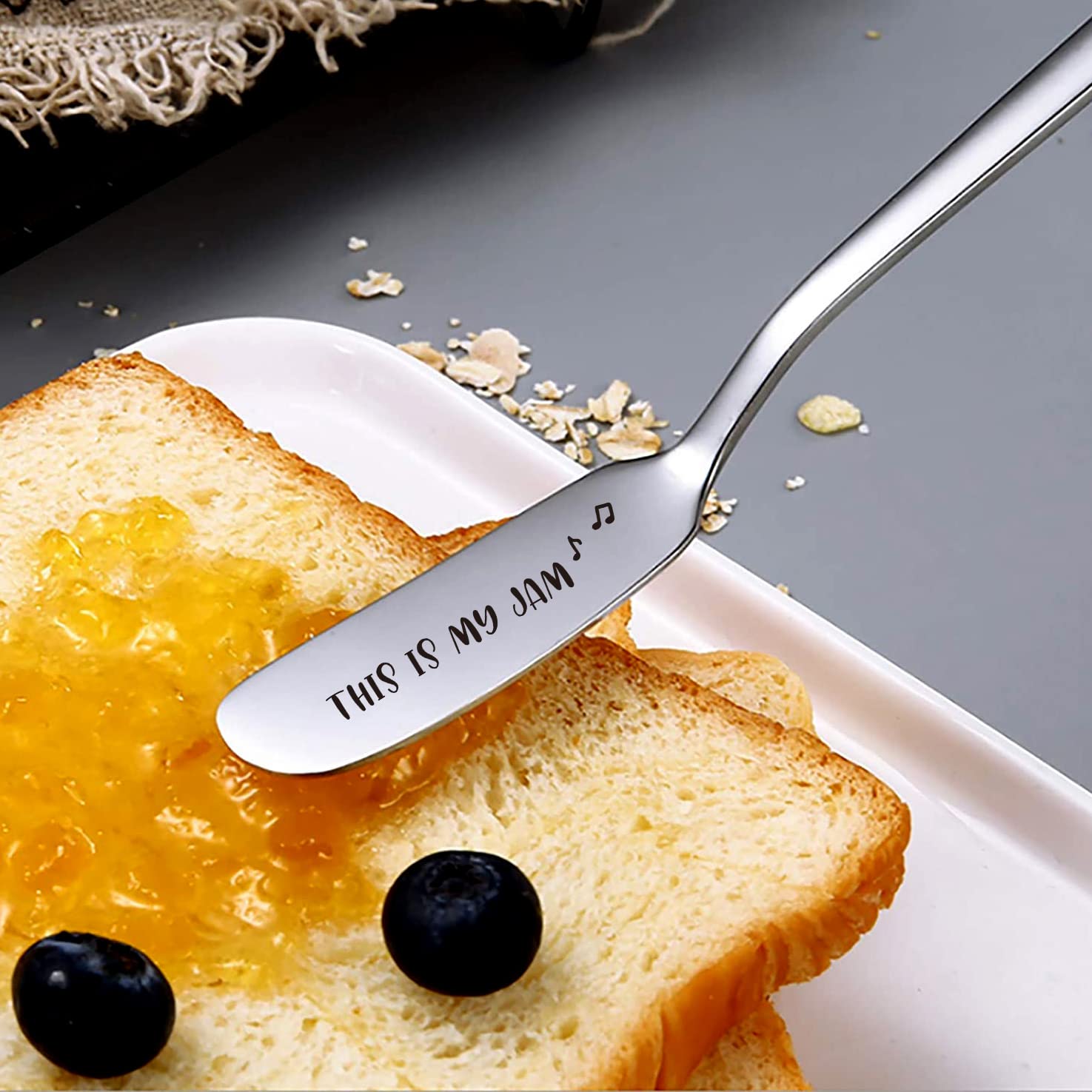 LRUIOMVE This is My Jam Stainless Steel Engraved Butter and Jam Knife, Butter Spreader for Toast and Bread, Breakfast Spreads, Cheese and Jam Gift for Jam Lovers