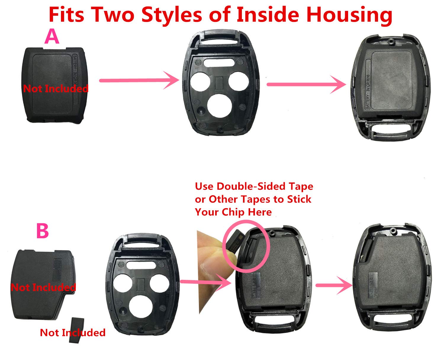 Horande Replacement Key Fob Cover Case fit for Honda 2003-2014 Accord 2006-2013 Civic 2009-2015 Pilot 2005-2006 CR-V Ridgeline Odyssey Keyless Entry Remote Key Fob Shell