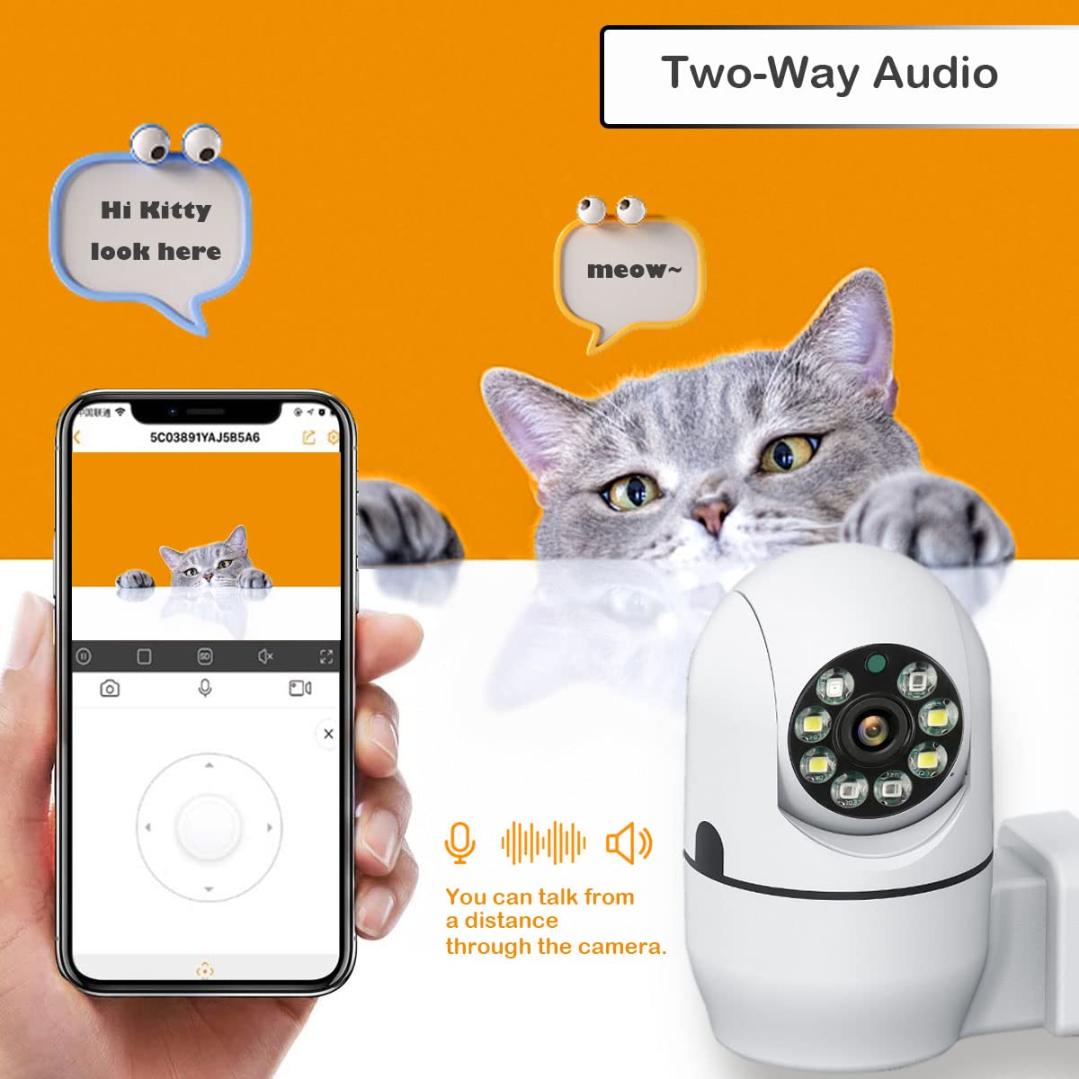 Plug in Security Cameras,Home Security Camera with Mobile App, Smart Security Camera, Mini Surveillance Baby Camera,Wifi Camera for Office Indoor with IR Night Vision, 2-Way Audio, Motion Detection
