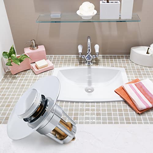 Partreko Universal Bathroom Sink Stopper, Upgraded Anti Clogging Pop Up Sink Drain Strainer Stoppers with Filter, Fits 1.08"—1.5" Drain Holes, Anti-Rust Bronze Drain Stopper with Hair Catcher(Sliver)