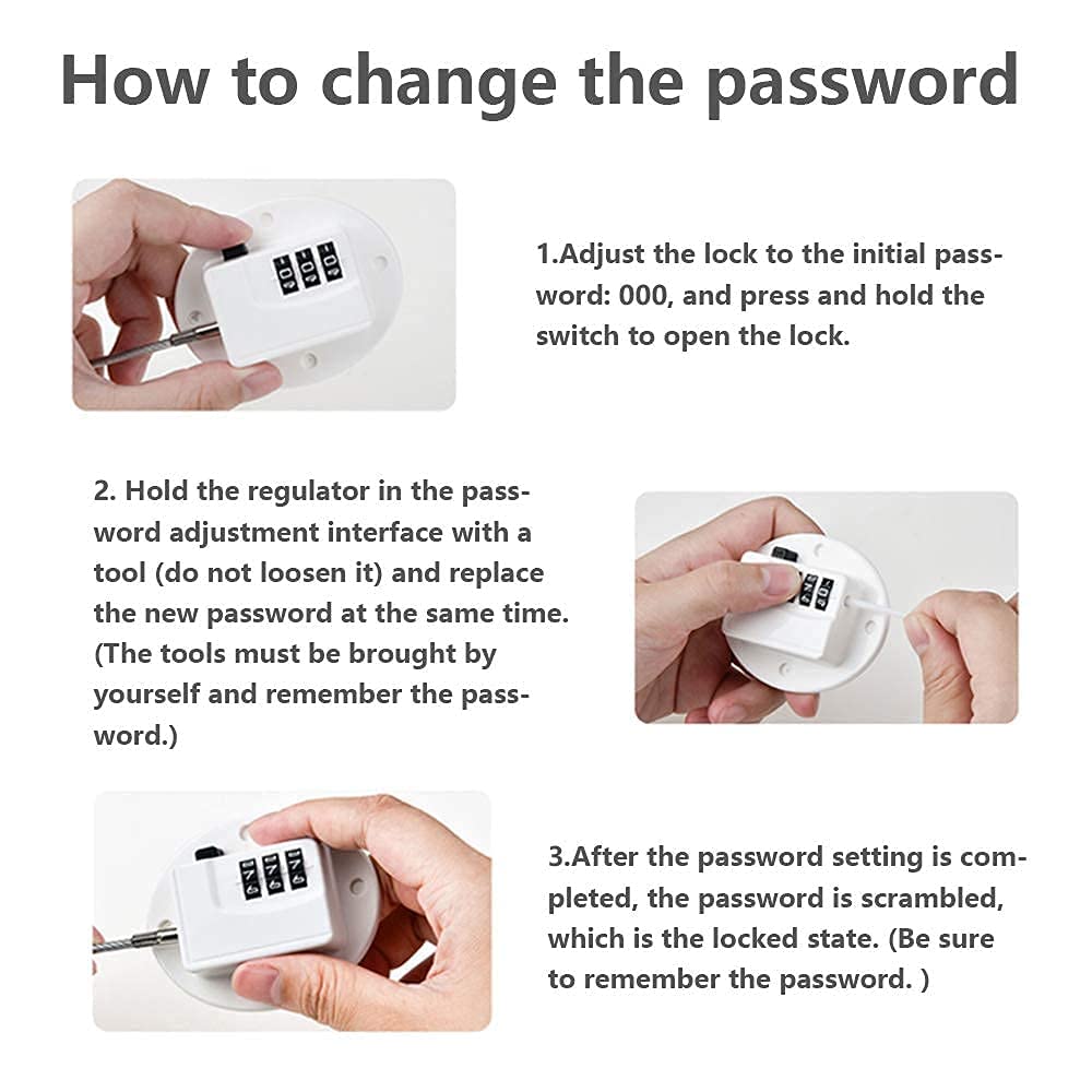 PTMYXIN A Pack Refrigerator Lock - Heavy Duty Combination Fridge Lock, Child/Baby Proofing Lock for Cabinets, Closets, Drawers, Window and More, Easy Install and Use (White)