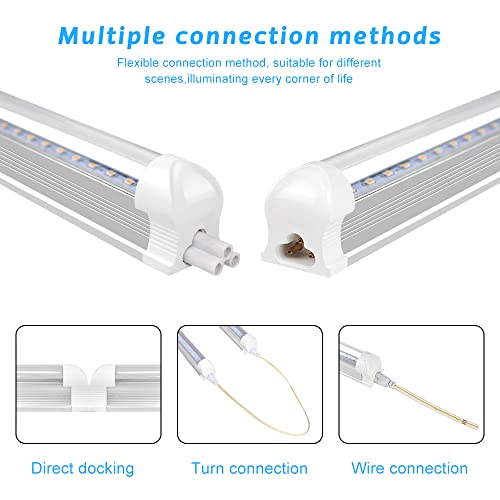 LightingWill LED T8 Integrated Fixture 2FT, 10W, Daylight White 6000~6500K, Linkable LED Shop Light, LED Ceiling Light and Under Cabinet Light, for Cooler, Garage, Warehouse, Clear Cover 4 Pack