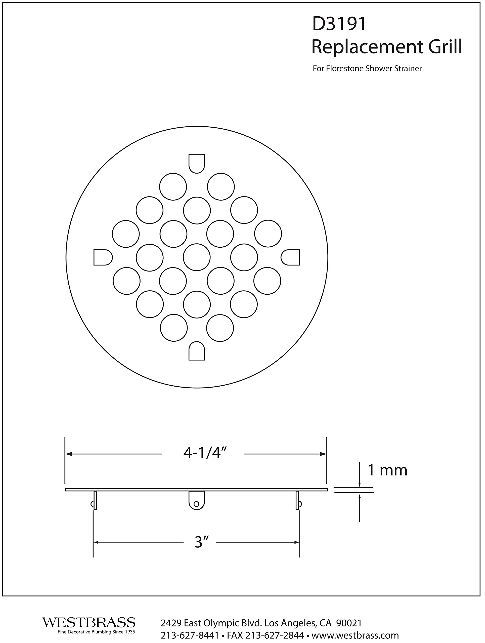 Westbrass Florestone Snap-In Shower Strainer, Polished Chrome, D3191-26