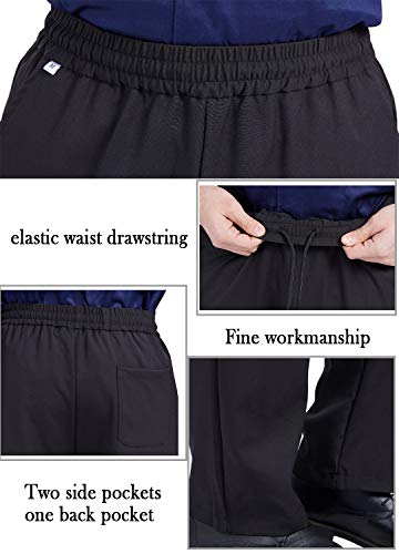 Nanxson Men's Baggy Chef Pants Restaurant Work Pants Elastic Waist with Pockets CFM2012 Black