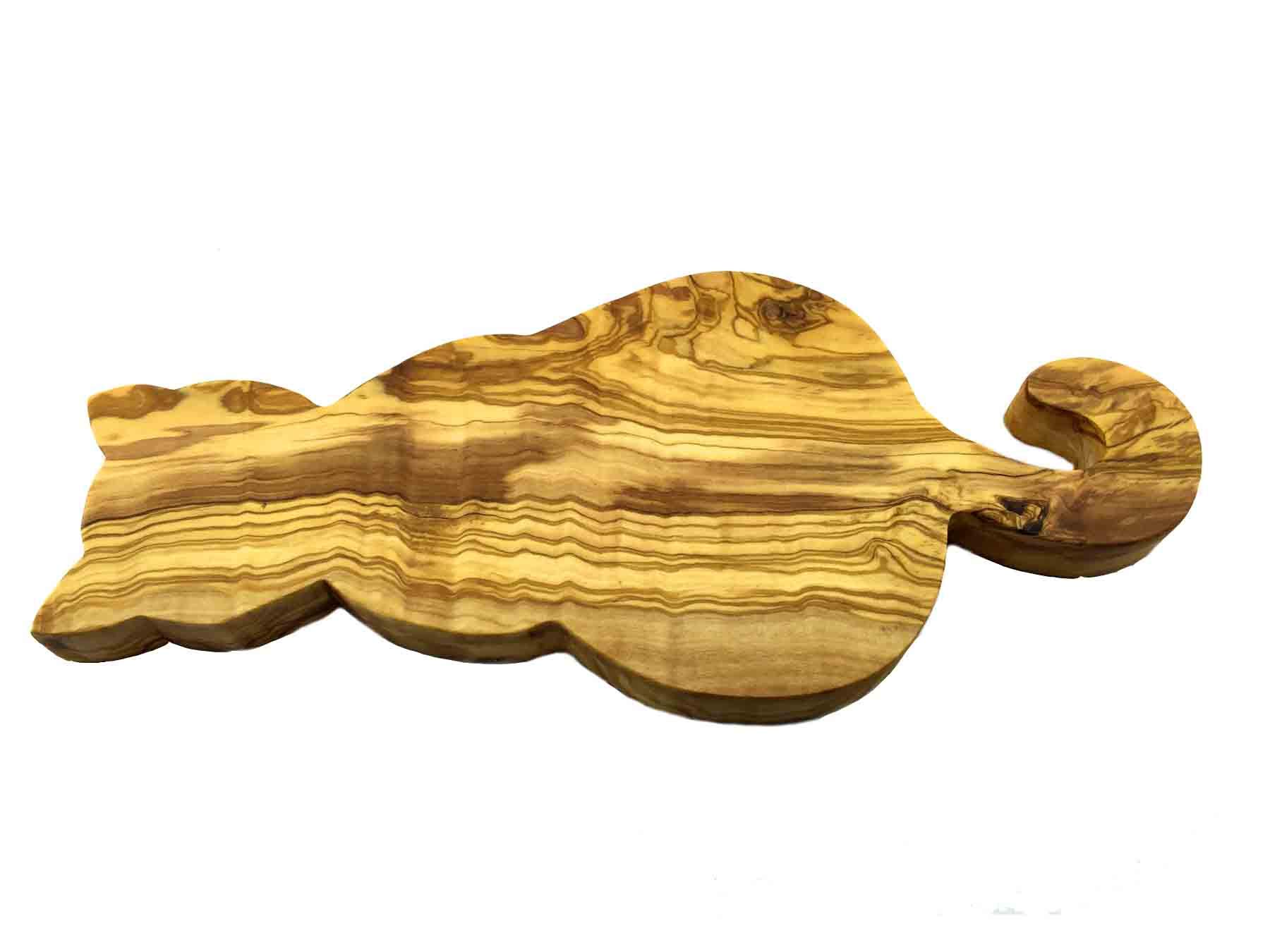 Olive Wood Cutting & Serving Board Cat Desig (13" x 5.9")