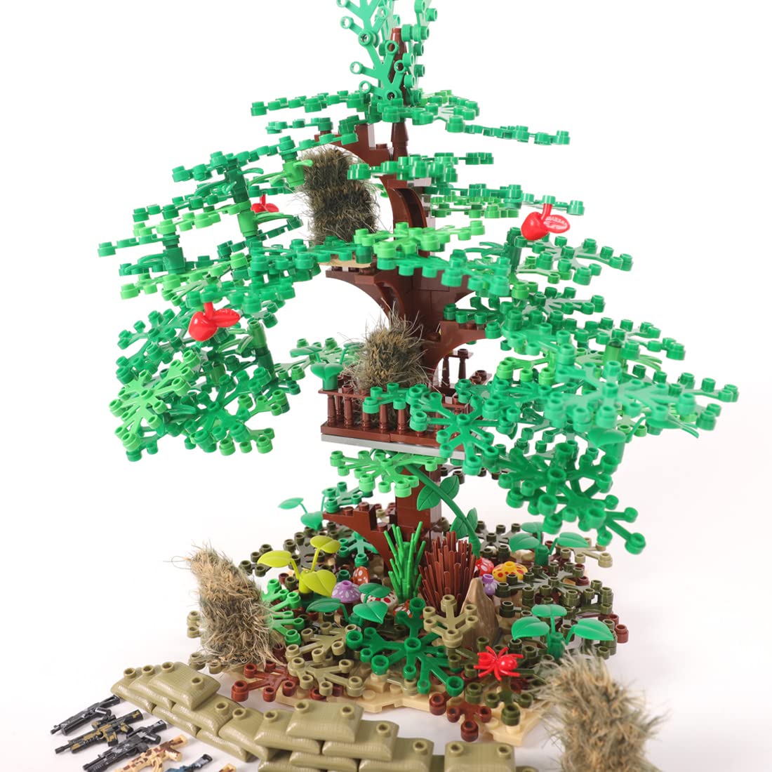 MISINI Military Secret Watchtower Building Block Set, WW2 Army Battle Scene Building Kit Included WW2 Weapon Pack Bricks Toys, Army Gear Combat Accessory Pack,Compatible with Lego