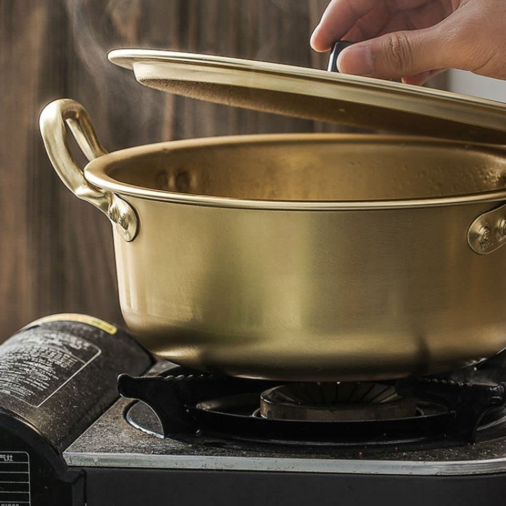 Korean Style Ramen Noodles Pot Aluminum Soup Pot with Lid Kitchen Tools Fast Cooking Pot Noodle Pot(14CM)