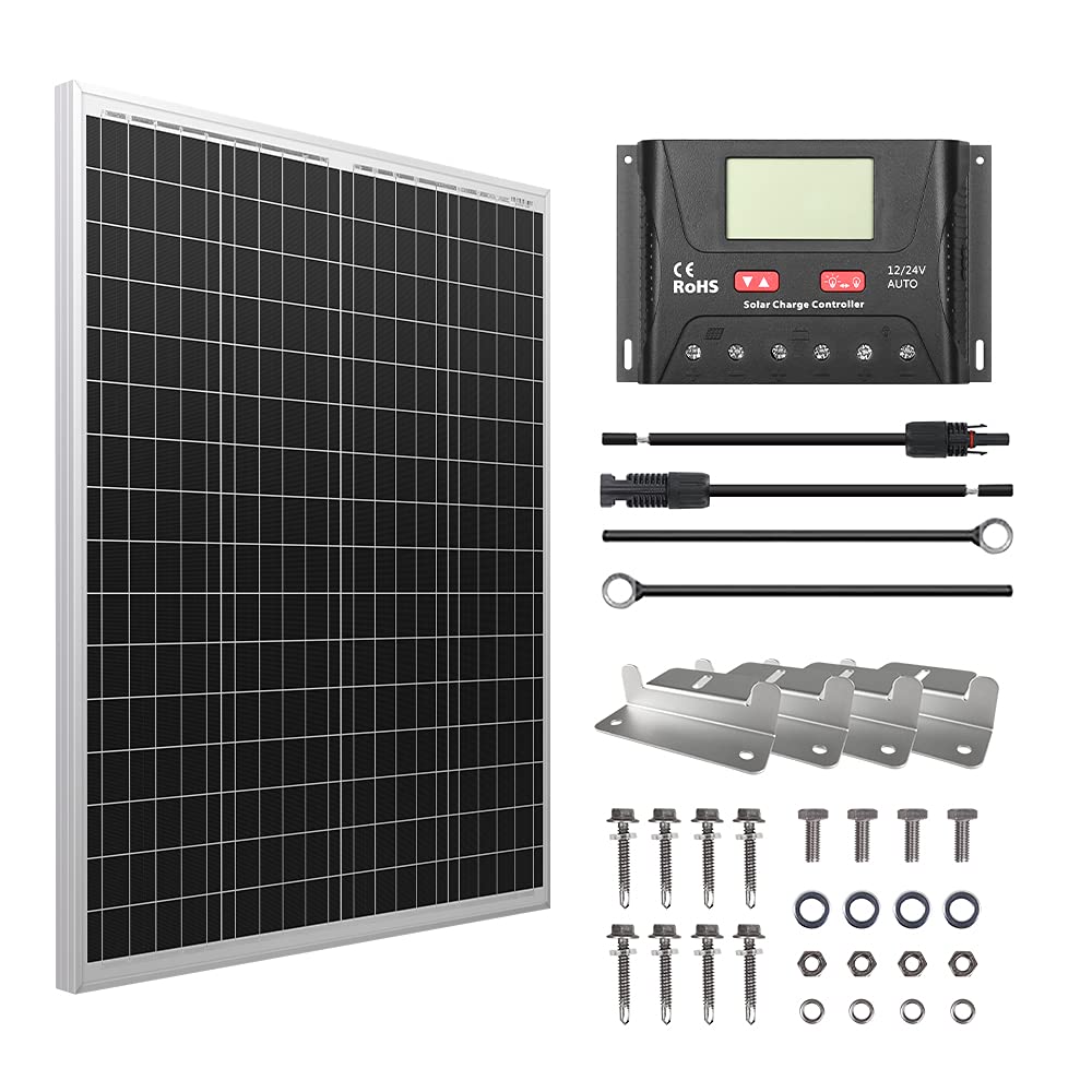 HQST 200 400 Watt Polycrystalline 12V 24V Solar Panel, High Efficiency Module PV Power for Battery Charging Boat, Caravan, RV and Any Other Off Grid Applications (100W W/ 10A)