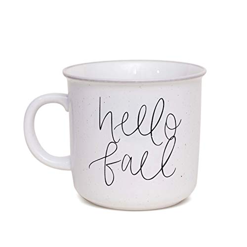 Sweet Water Decor Fall Coffee Mugs | Seasonal 16oz Ceramic Campfire Coffee Cup | Microwave & Dishwasher Safe Autumn Mug Great for Halloween, Pumpkin Spice Lattes & Thanksgiving (Hello Fall)