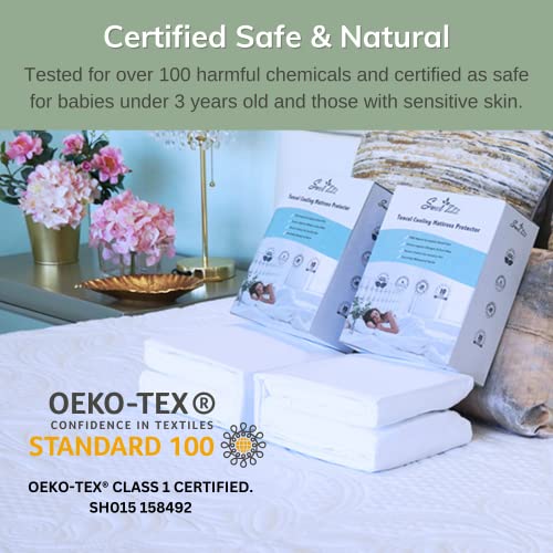 Sweet Zzz 100% Waterproof Natural Tencel Mattress Protector Durable 15β Deep Pockets Machine Washable Hotel Bedding Cal-King (72"x84"x15")