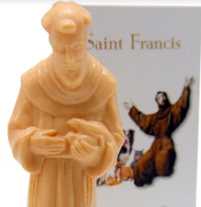 Westmon Works St Francis Pet Prayer Set Holy Card Patron Saint Novena Prayer with Plastic Saint Statue for Dog and Cat Owners