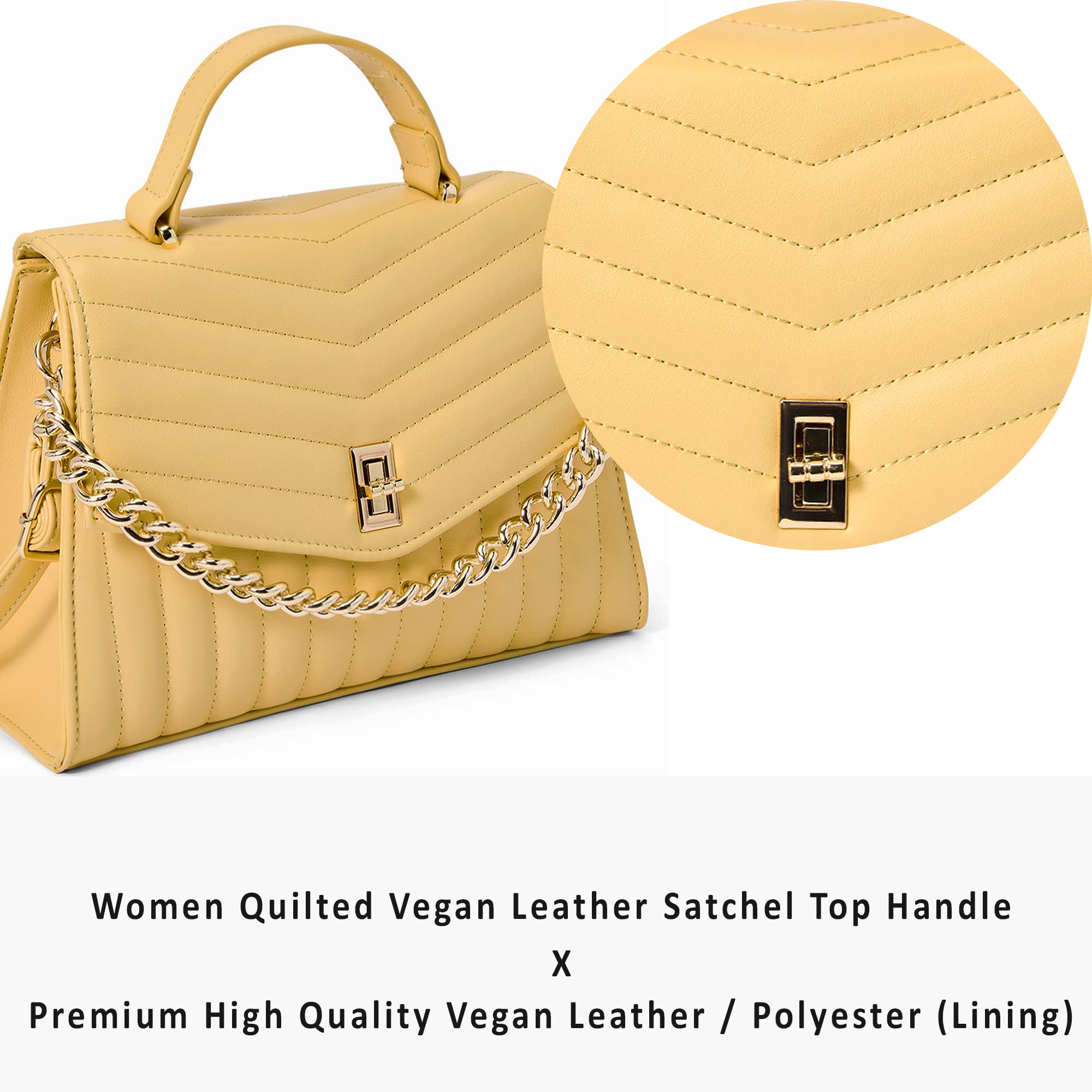 Like Dreams Classic Fashion Purses for Women Quilted Vegan Leather Satchel Top Handle Handbag (Beige)