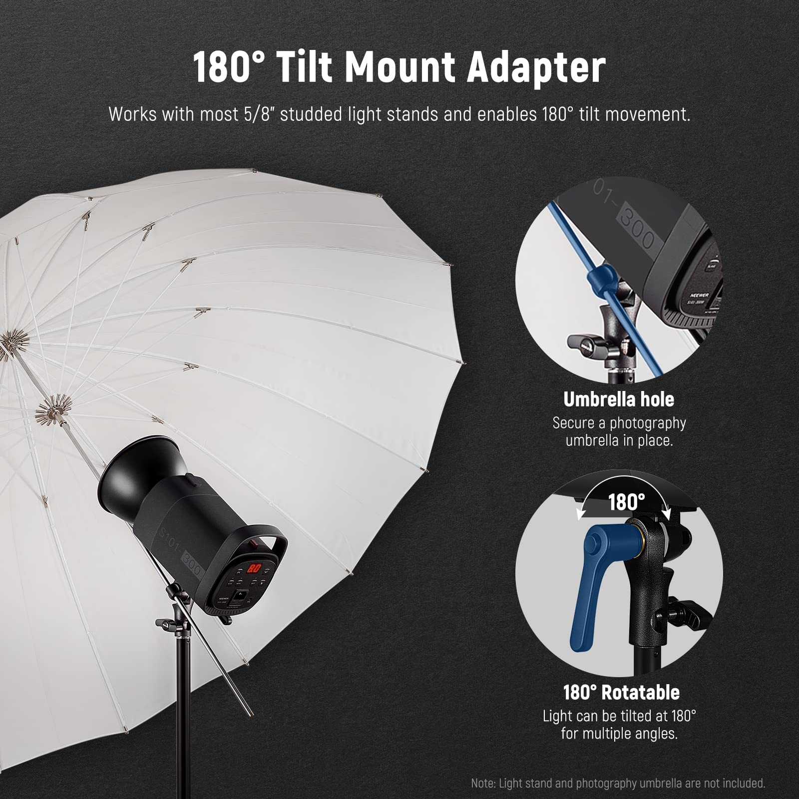 NEEWER Upgraded S101-300W Studio Monolight Strobe Flash 300W 5600K All Metal with Optical Slave Mode, Adjustable Brightness/Modeling Lamp/Bowens Mount/Silent Fan for Product Portrait Photography