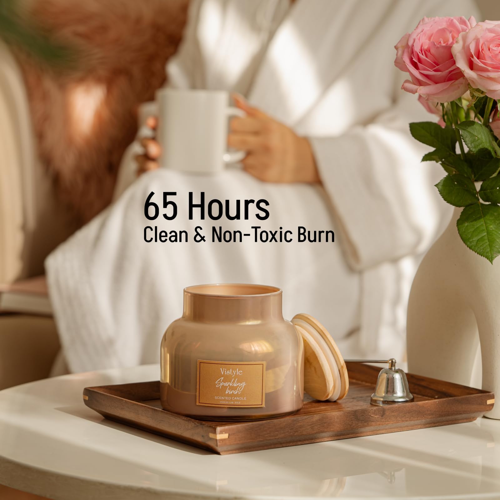 VISTYLE Scented Candle, 16 Oz Large Jar Candle up to 65+ hours burn time, Sparkling Birch scented, Non-Toxic, Candles for Home Decor & Aromatherapy