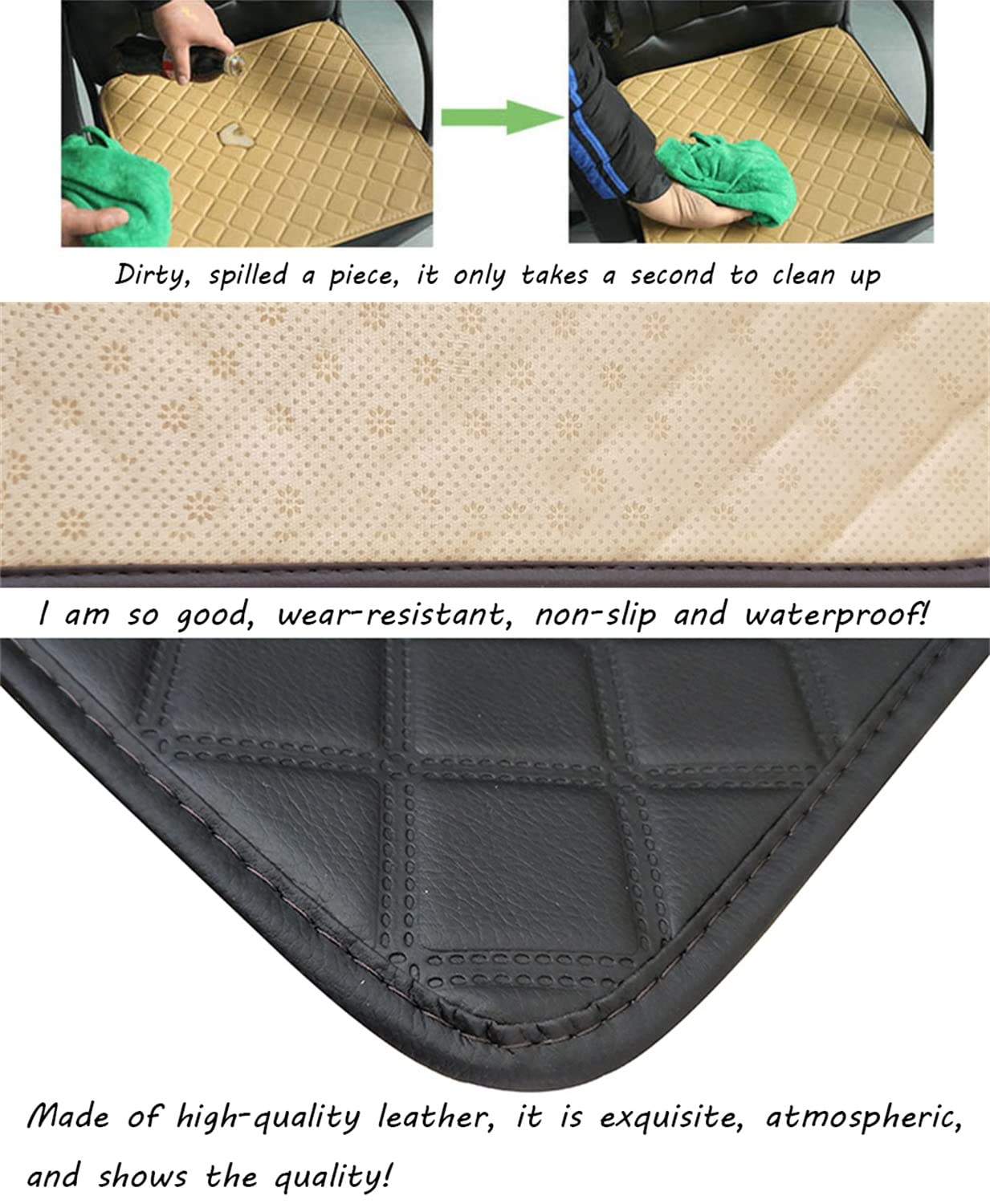 Leather Chair Cushion Pad Office Computer Chair Boss Chair Pad Non-Slip Waterproof Dining Chair Cushion Car Sofa Leather Seat Cushion ( Color : Black , Size : 50*50cm )