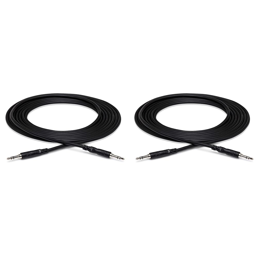 HOSA CMM-110 3.5 mm TRS to 3.5 mm TRS Stereo Interconnect Cable, 10 Feet, Black (Pack of 2)