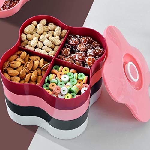 PNNERR Dried Fruit Storage Box, Living Room Candy Box Creative Multi-Layer Compartment with Lid European-Style Household Snack Tray