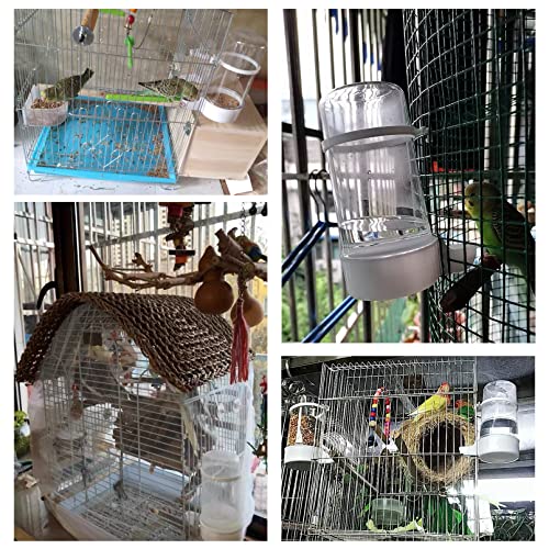 Parakeet Water Dispenser No Mess Parrot Food Seed Dispenser Bird Automatic Waterer Feeder Container Cockatiel Cage Accessories for Parrot Finch Budgie Lovebirds Canaries 2PCS(450ml)