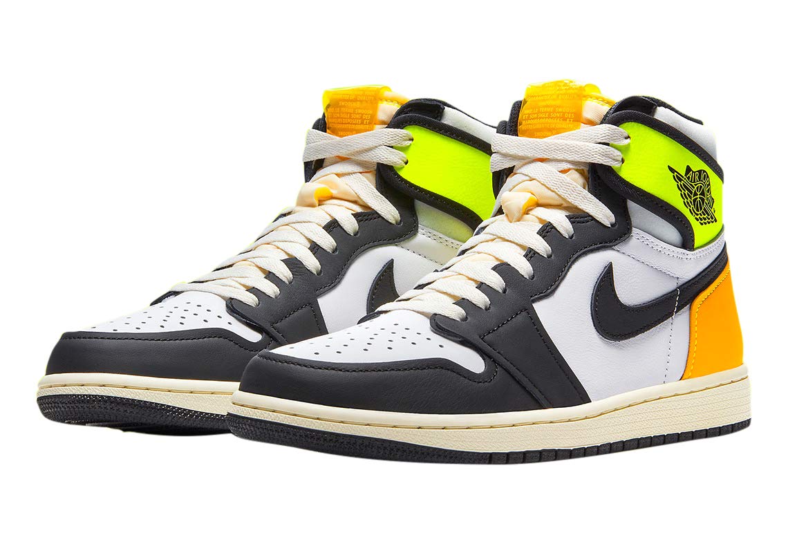 Jordan Men's 1 Retro High OG Volt Gold White/Black-Volt (555088 118) - 14