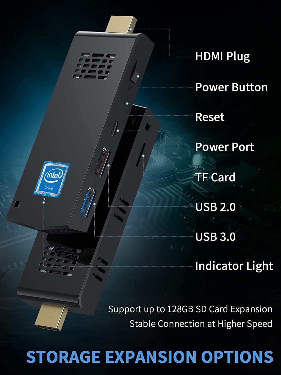 OUVISLITE Fanless Mini PC Stick - Windows 10 Pro Intel Atom X5-Z8350 (2GB DDR3L, 32GB eMMC), Small Form Portable Computer Stick Supports 128GB TF Card, HD,Bluetooth 4.2 and Wi-Fi