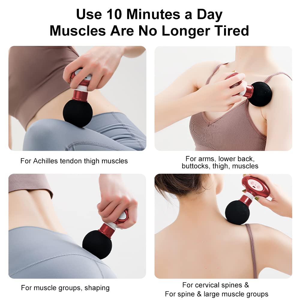 Mini Muscle Massage Gun, Powerful 6 Speed Vibration Modes Handheld Massager Wand for Back, Shoulder, Neck and Body Pain Deep Tissue Massage Gun, Professionally Relieve Athletes Pain