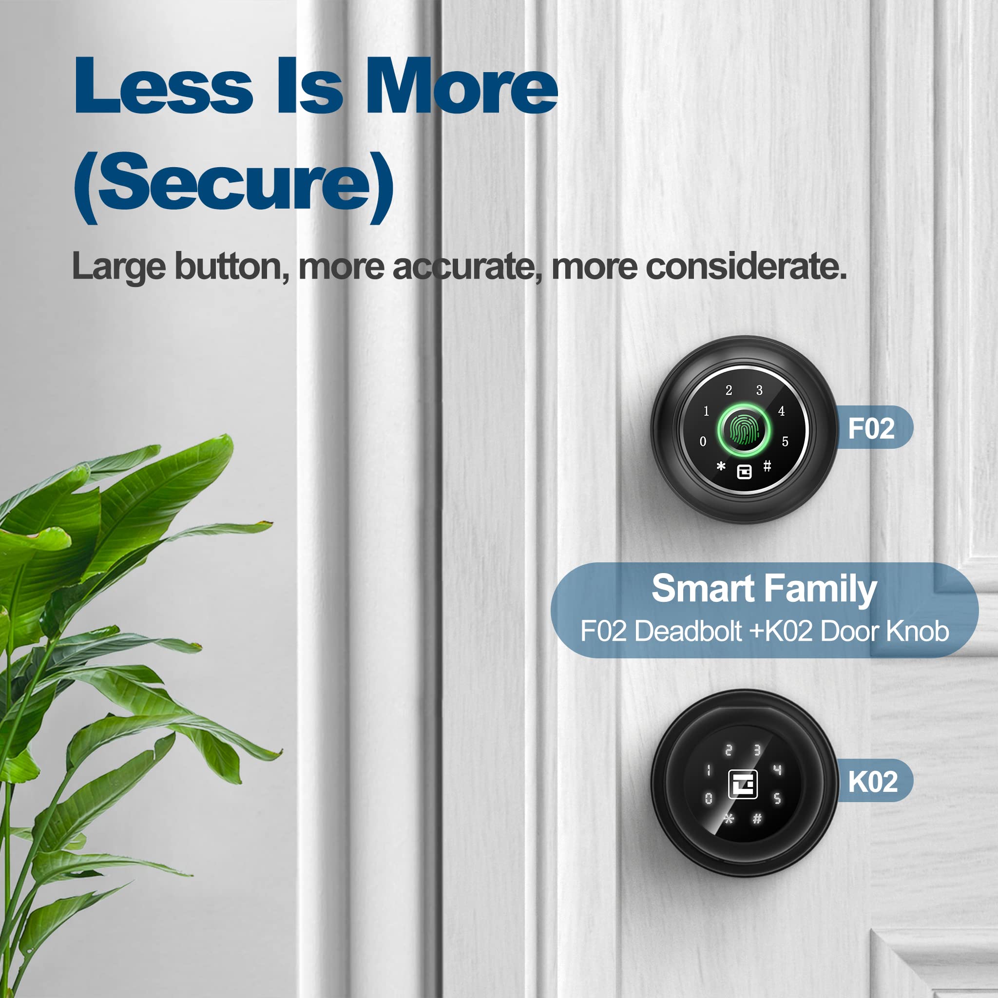 GeekTale 4-in-1 Keyless Entry Door Lock-Fingerprint Door Lock Smart Door Lock with Keypad Smart Deadbolt for Front Door, App Control