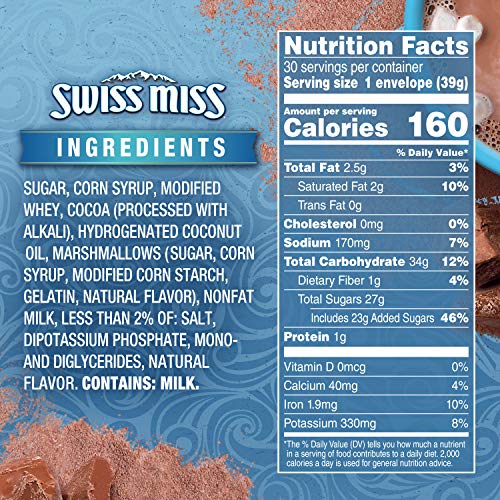 Swiss Miss Marshmallow Hot Cocoa Mix, (30) 1.38 oz Envelopes