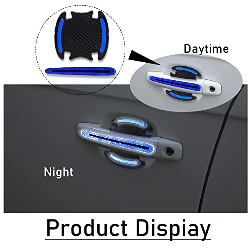 Ruibapa 8PCS Car Door Handle Universal Carbon Fiber Texture Scratch Prevention Protective Film (Blue)