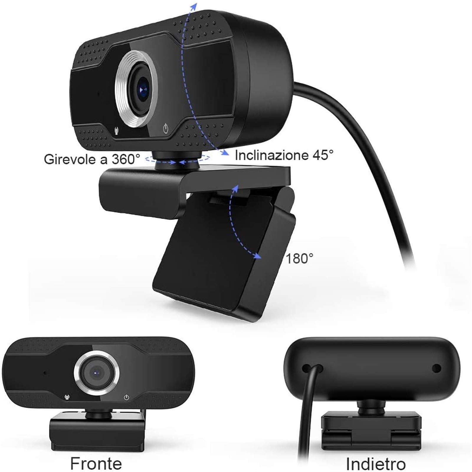 Lopunny HD Webcam for Video Conference, 1080P Webcam with Microphone and Privacy Cover, Anti-peeping Rotatable Camera with Noise Reduction, Auto Low Light Correction (White)