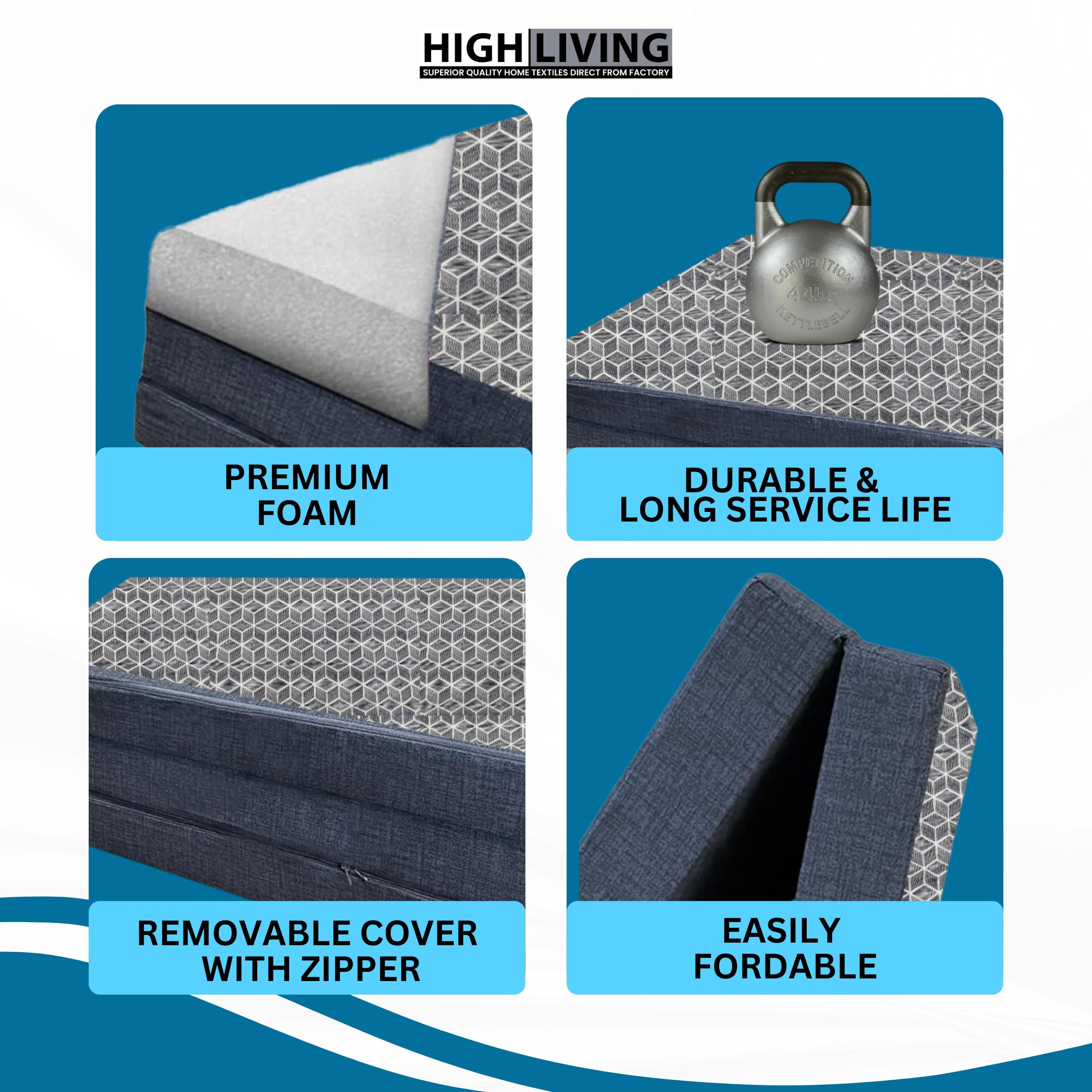 Tri Folding Mattress Single Size - 4 Inch Foldable Mattress Portable Tri-fold Mattress with Washable Cover, Non-Slip Bottom Mattress Guest Bed, 75"x25"x4"