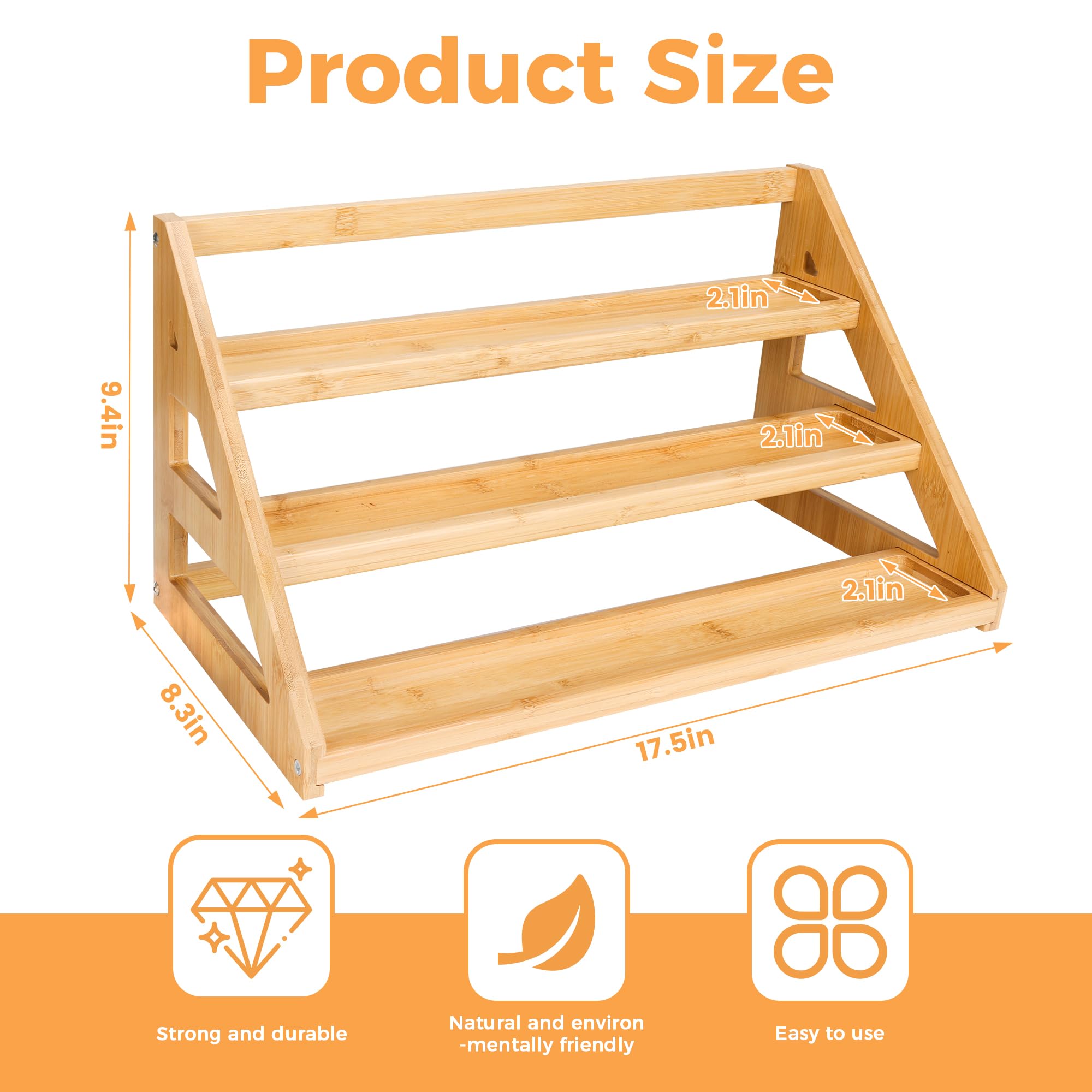 MNADSFKJ Bamboo Tiered Spice Rack for Countertop Spice Organizer for Pantry Spice Shelf Organizer for Cabinet Spices Rack