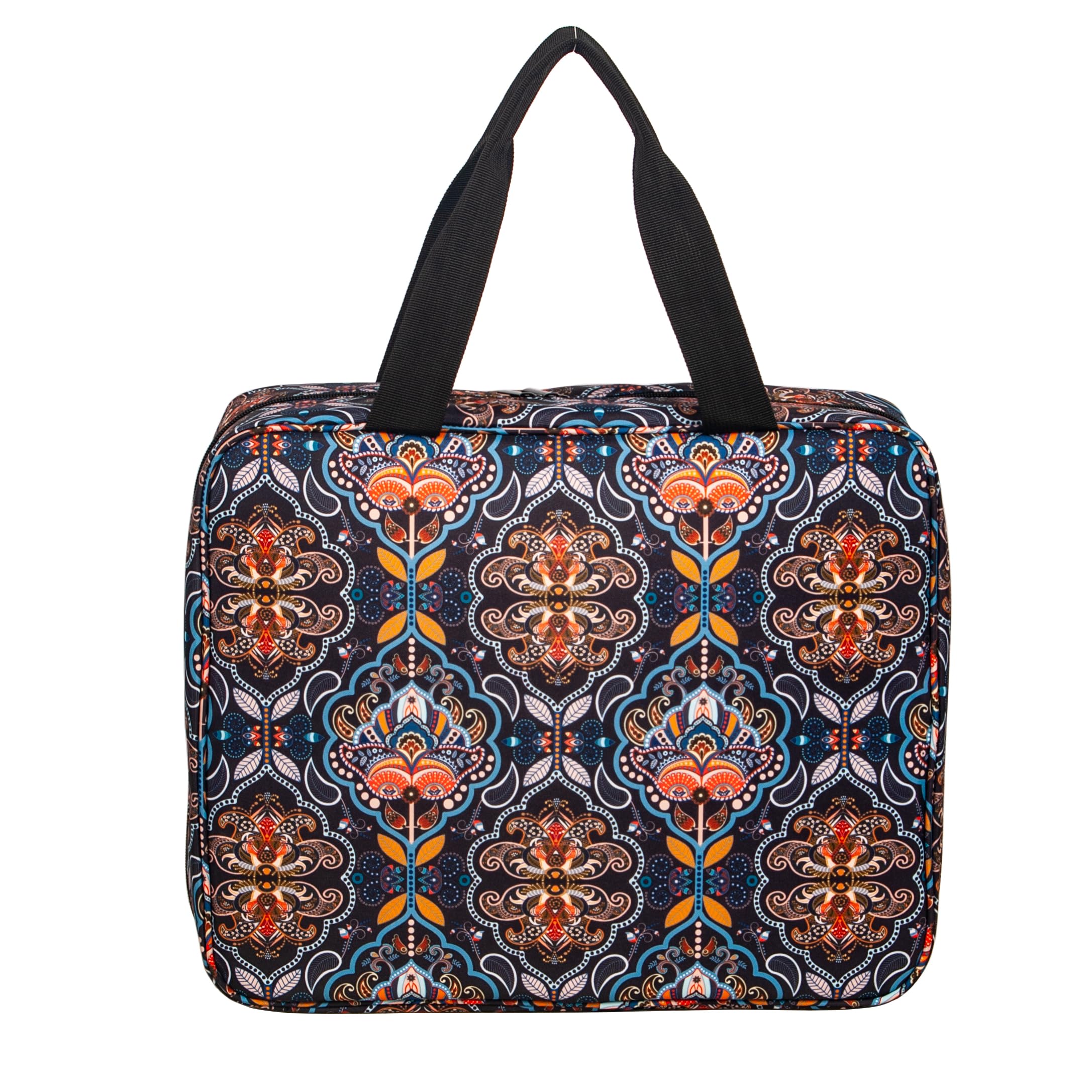 Remobia Hicol Portable Craft Kits Storage Bag Cross Stitch Starter Kits Bag Embroidery Project Bag Embroidery Tool Storage Tote Bag with Multifunctional Pockets, Bag Only (Colorful Pattern)