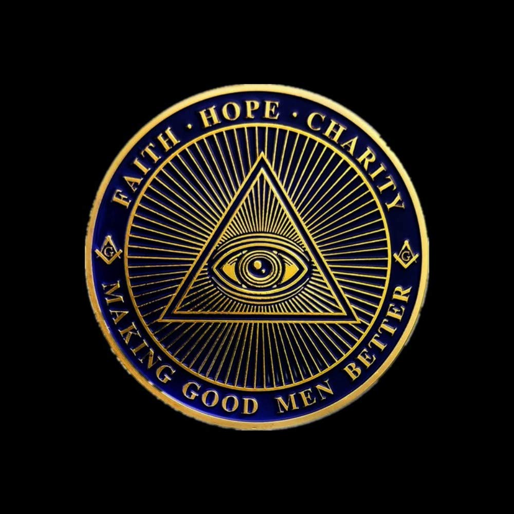 Patpaw Masonic Challenge Coin Brotherhood Freemasons Gold Blue Freemasonry Coin