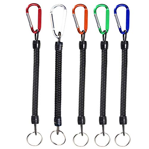 HaHawaii Fishing Lanyard, 2Pcs Retractable Fly Fishing Lanyard Buckle Cord Rope Fish Tackle Accessory - White