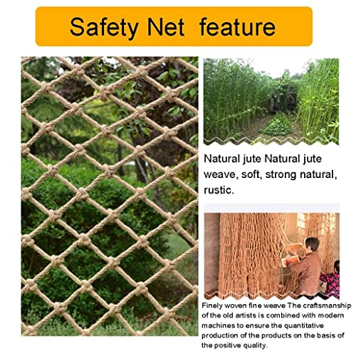OUYOXI Balcony Anti-Fall net Hemp Rope Net Industrial Wall Decor for Living Room/Dining Room/The Home,Mesh Netting for Stuffed Animals,Natural Jute Material,8mm/20cm,Multiple Sizes(Colour